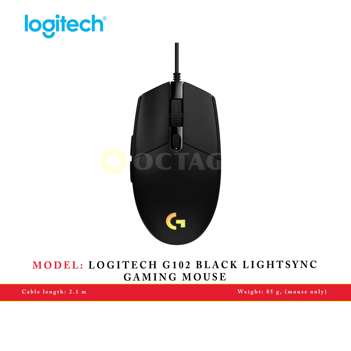 LOGITECH G102 BLACK LIGHTSYNC GAMING MOUSE 6 BUTTONS 8000DPI RAINBOW L ...