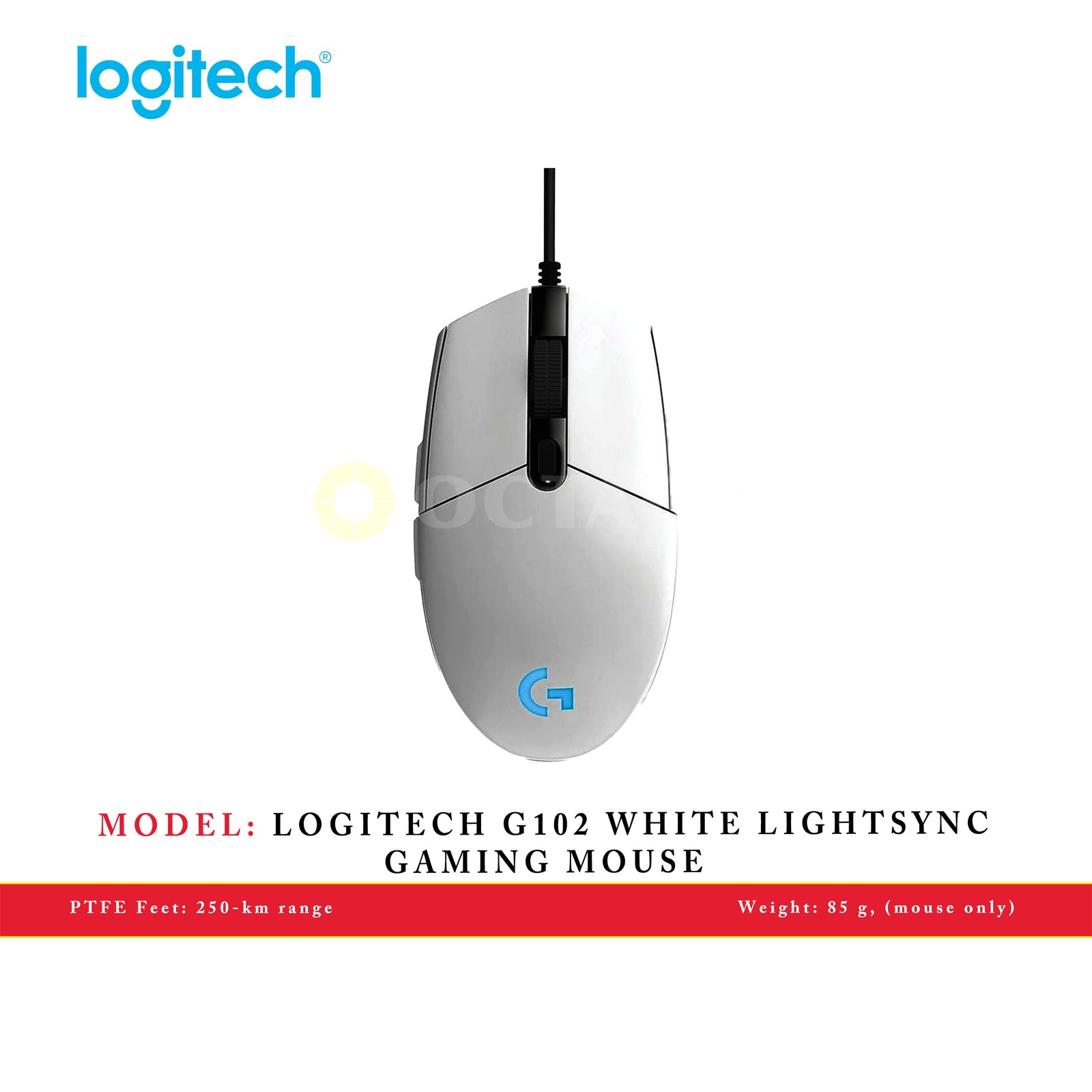 LOGITECH G102 WHITE LIGHTSYNC GAMING MOUSE 6 BUTTONS 8000DPI RAINBOW L ...