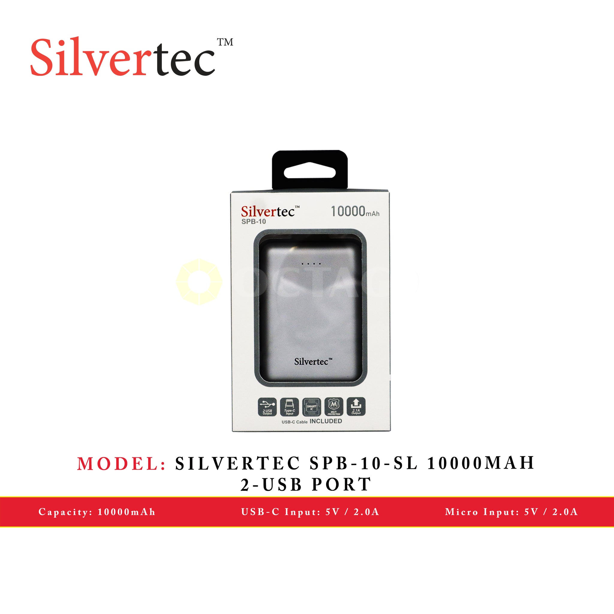 SILVERTEC SPB-10-SL 10000MAH 2-USB PORT – Octagon Computer Superstore