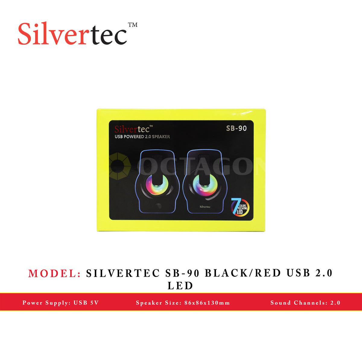 SILVERTEC SB-90 BLACK/RED USB 2.0 LED – Octagon Computer Superstore