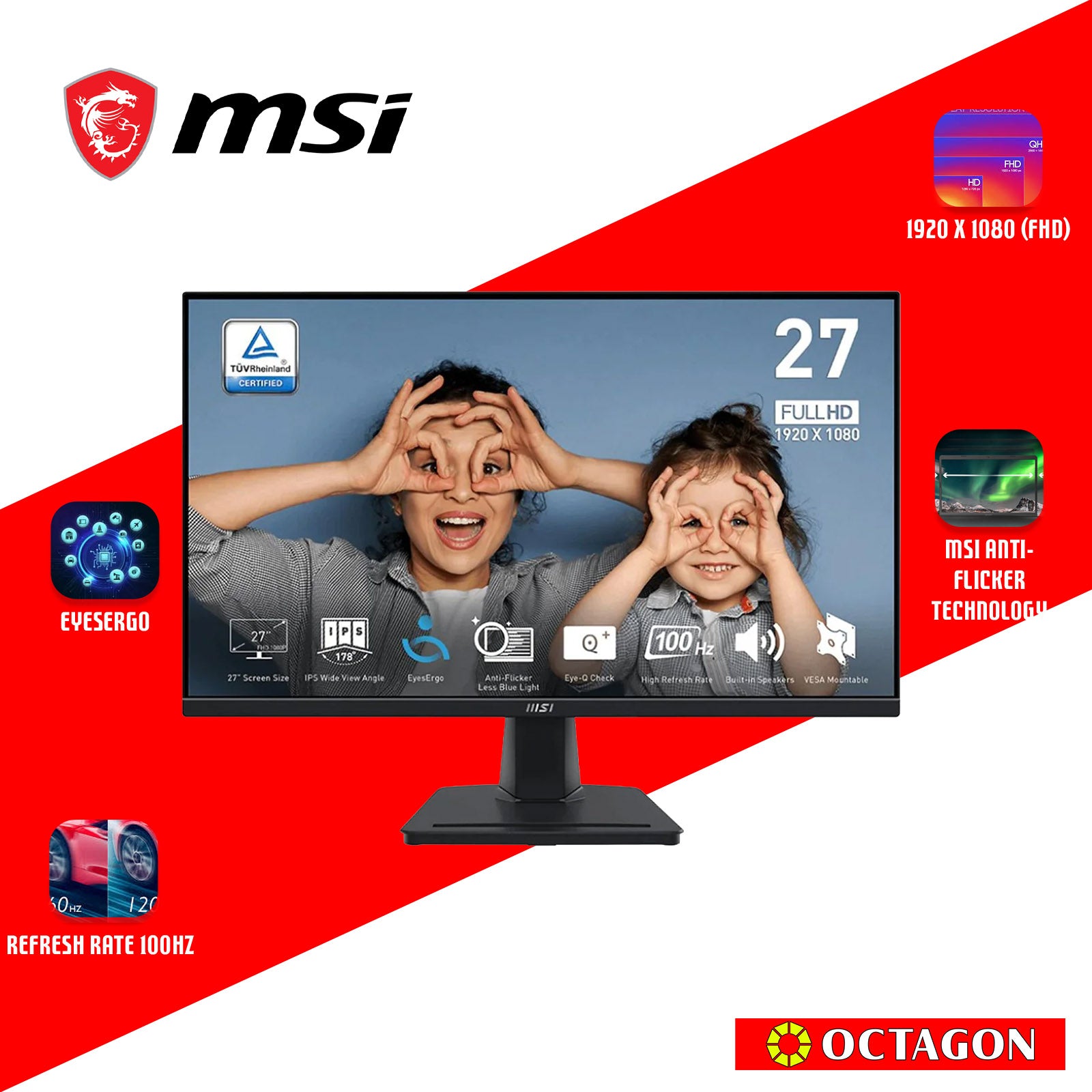 MSI PRO MP275 27" 100HZ FHD IPS MONITOR – Octagon Computer Superstore