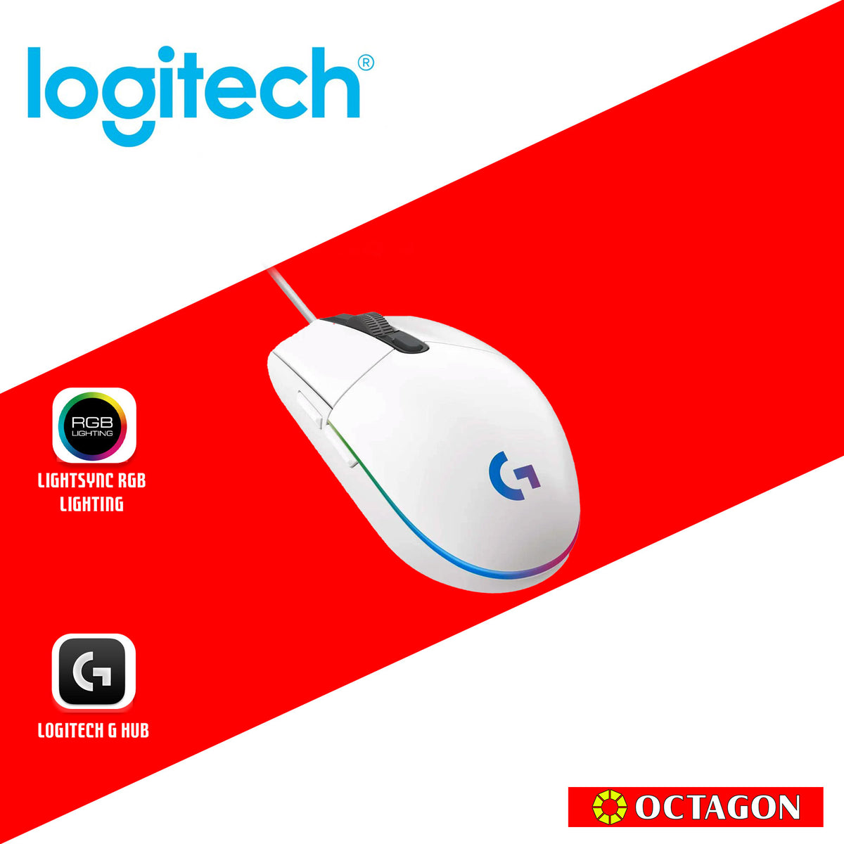 LOGITECH G102 WHITE LIGHTSYNC GAMING MOUSE 6 BUTTONS 8000DPI RAINBOW L ...
