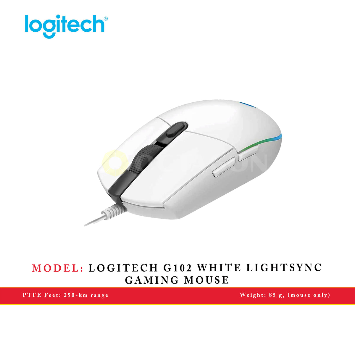 LOGITECH G102 WHITE LIGHTSYNC GAMING MOUSE 6 BUTTONS 8000DPI RAINBOW L ...