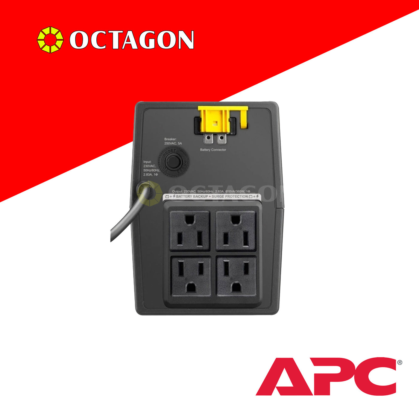 APC BVX650I-PH 650VA/360W/230V 4 OUTLETS – Octagon Computer Superstore