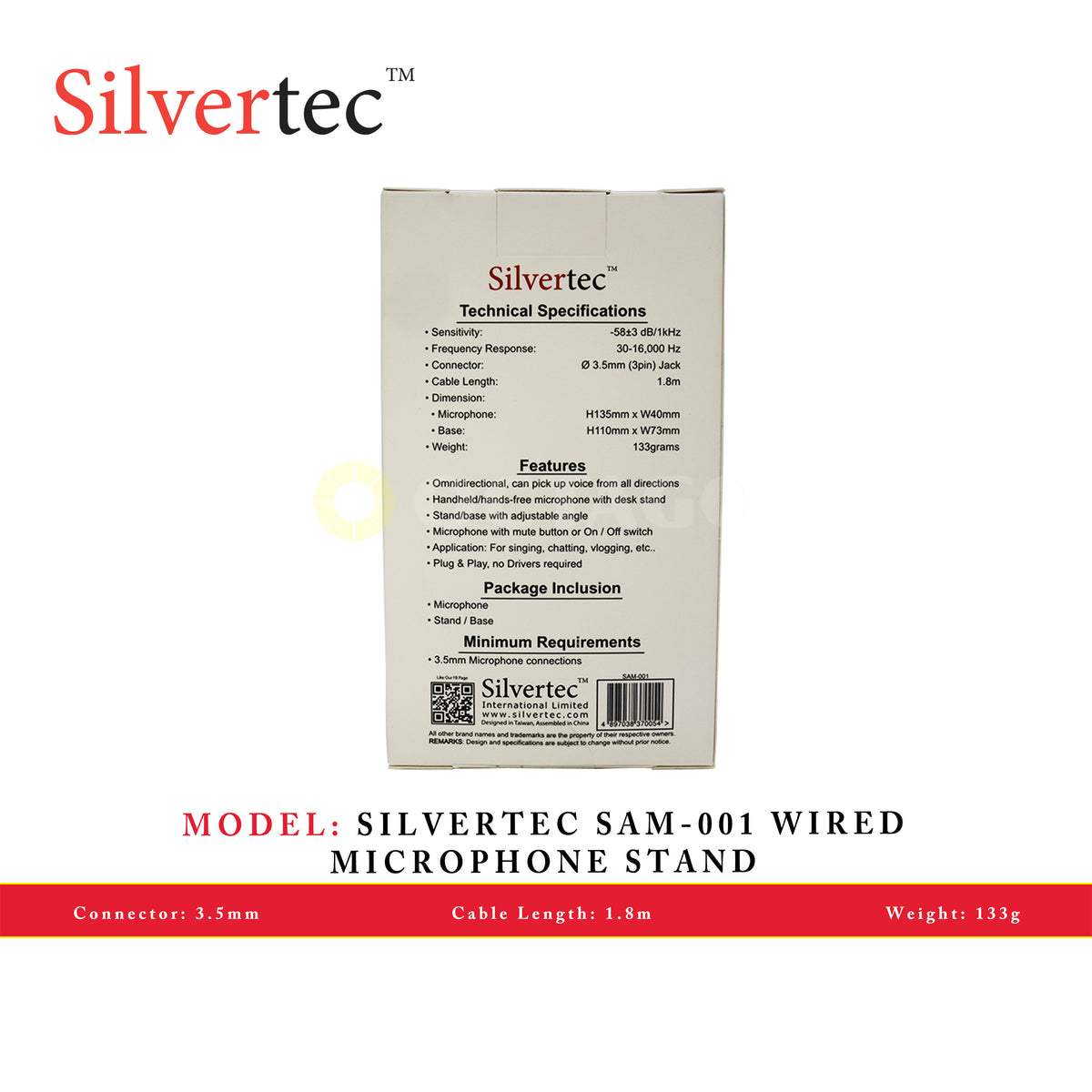 SILVERTEC SAM-001 WIRED MICROPHONE STAND – Octagon Computer Superstore