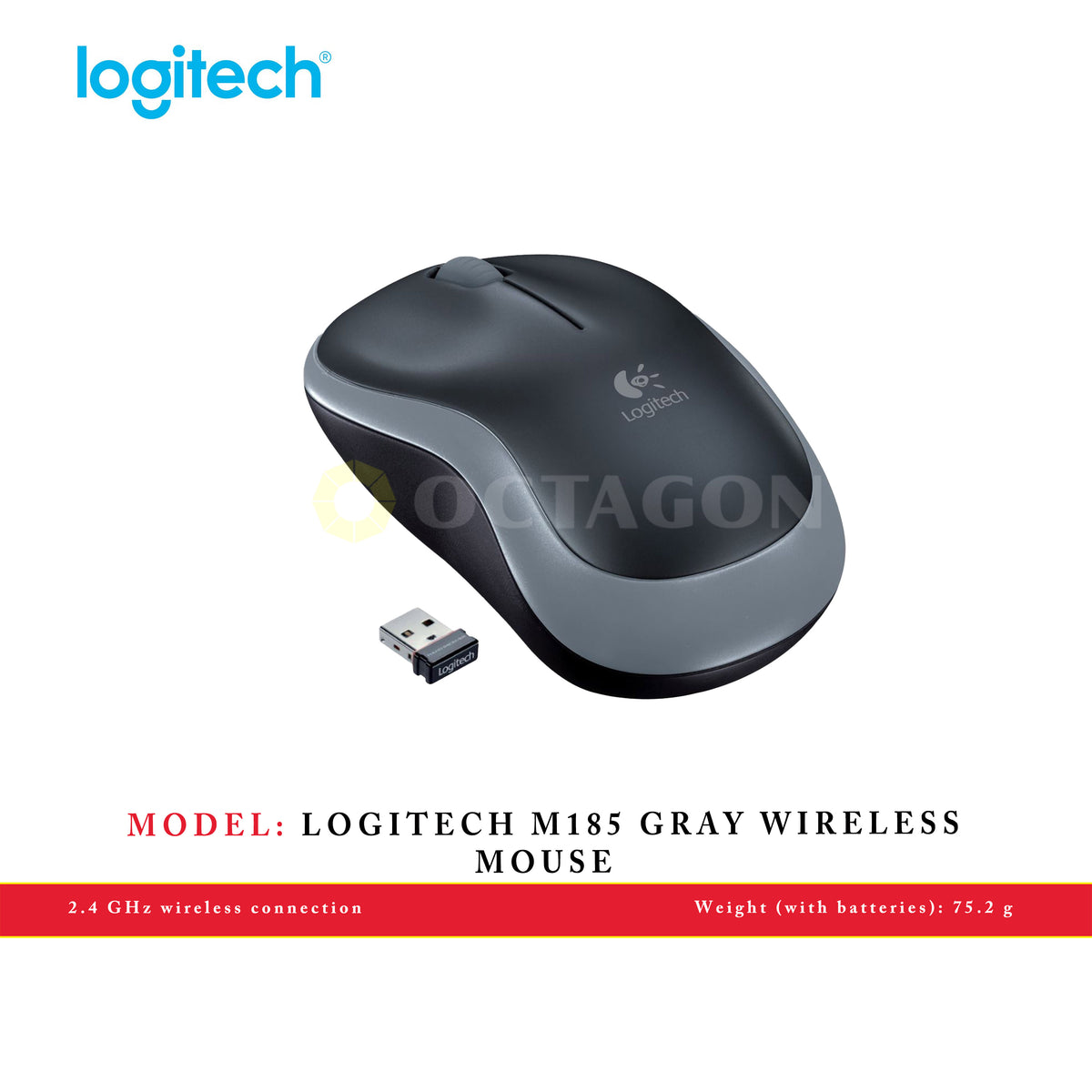 LOGITECH M185 GRAY WIRELESS MOUSE – Octagon Computer Superstore