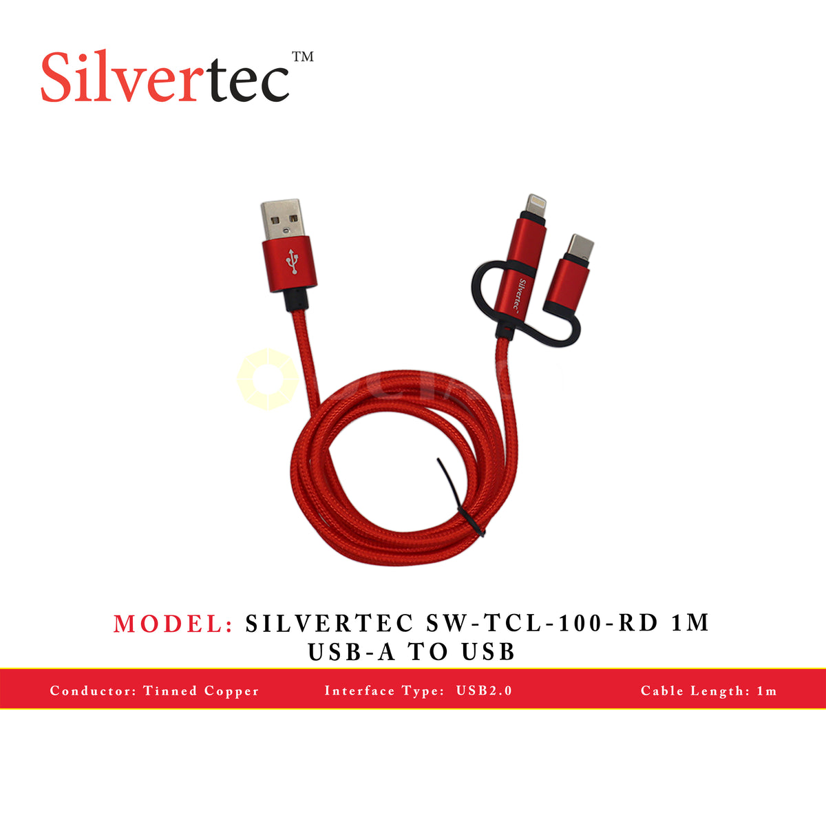 SILVERTEC SW-TCL-100-RD 1M USB-A TO USB – Octagon Computer Superstore