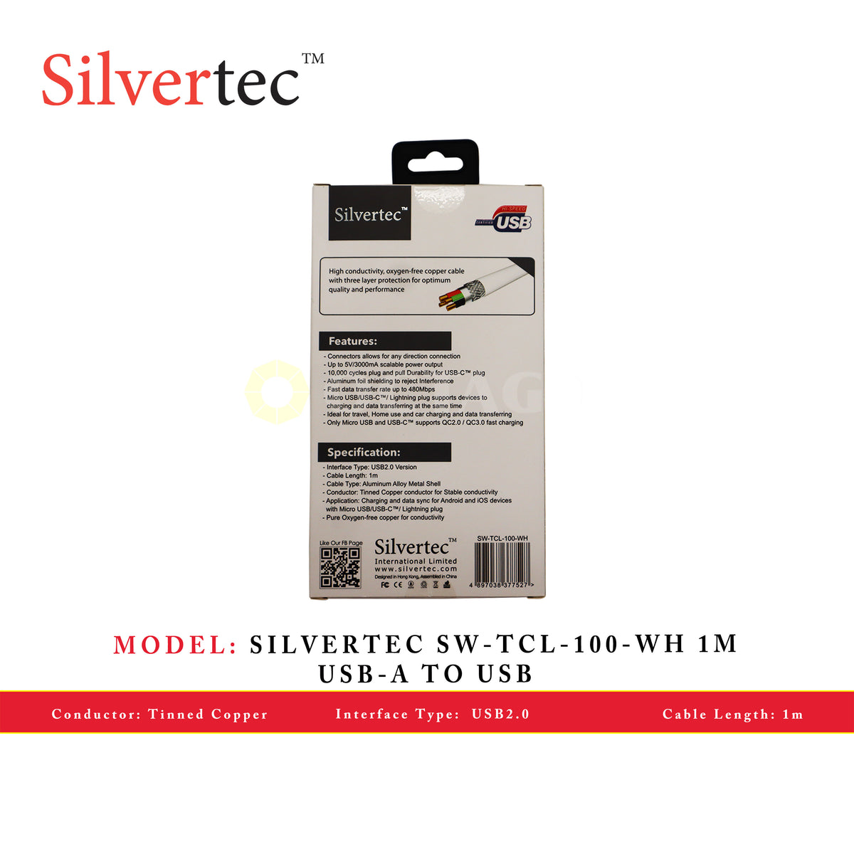 SILVERTEC SW-TCL-100-WH 1M USB-A TO USB – Octagon Computer Superstore