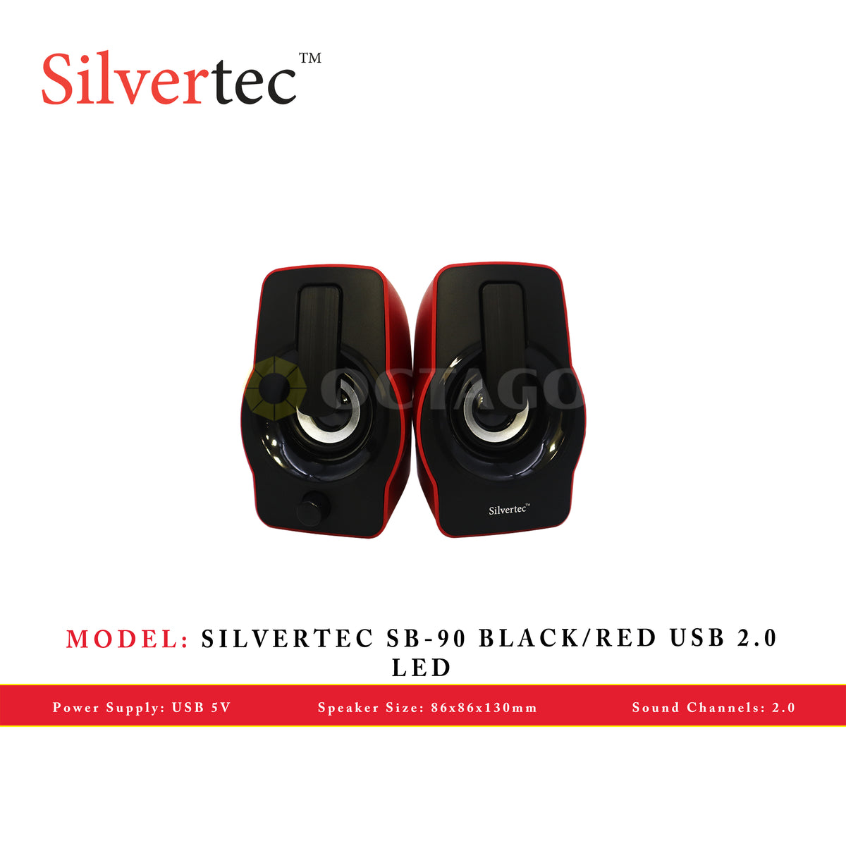 SILVERTEC SB-90 BLACK/RED USB 2.0 LED – Octagon Computer Superstore