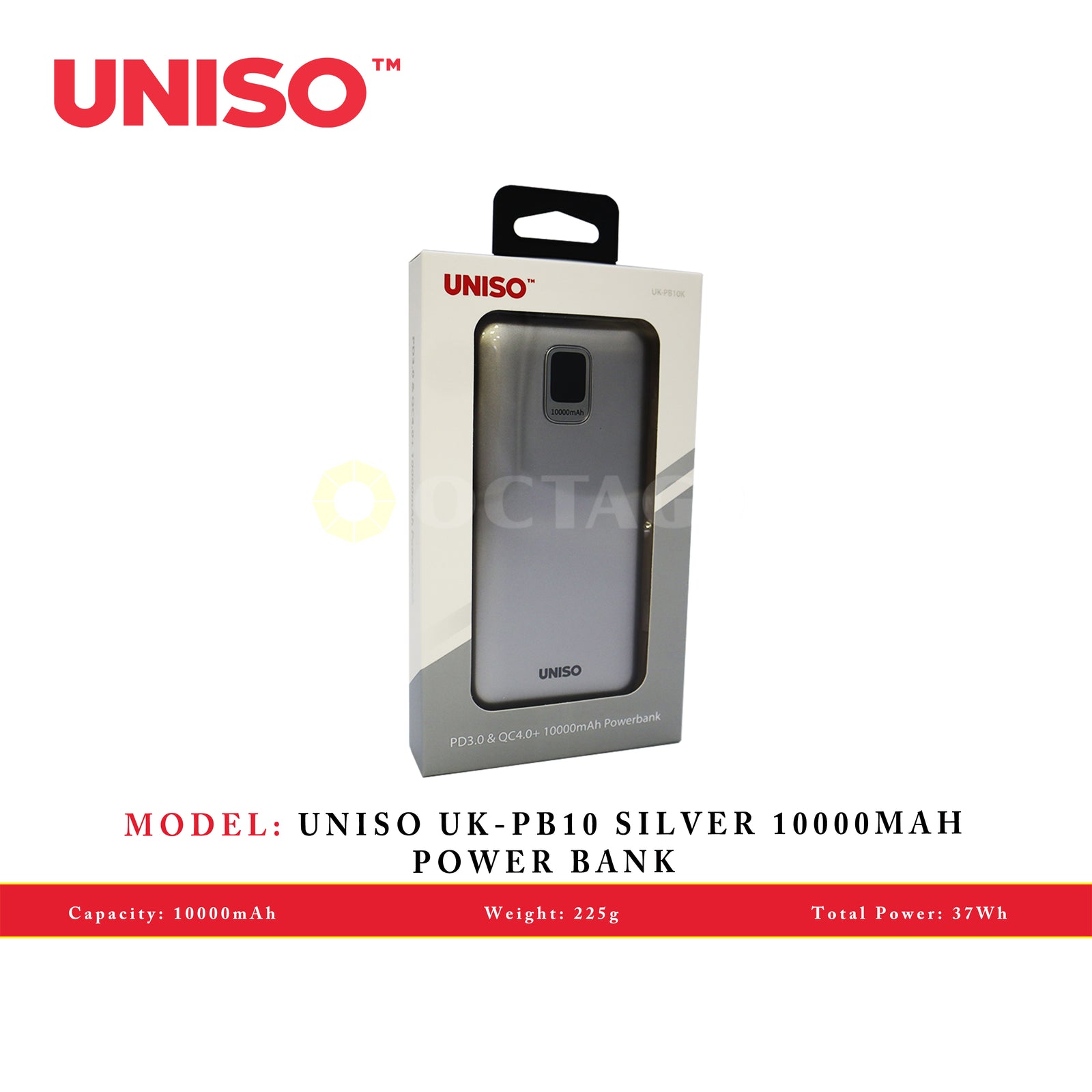 UNISO UK-PB10 SILVER 10000MAH POWER BANK – Octagon Computer Superstore
