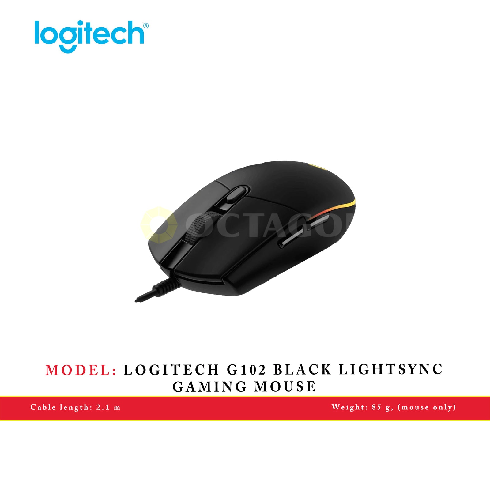 LOGITECH G102 BLACK LIGHTSYNC GAMING MOUSE 6 BUTTONS 8000DPI RAINBOW L ...