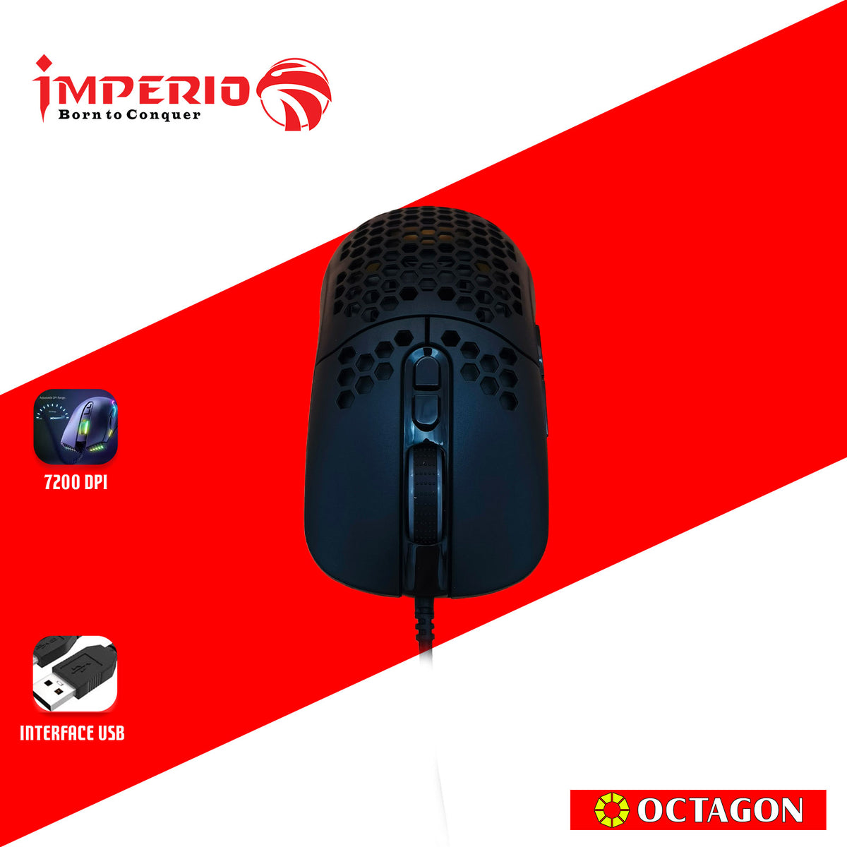 IMPERIO IMSL-M500-BK 7200DPI/7-BUTTON RGB 725C+MCU WIRED GAMING MATTE ...