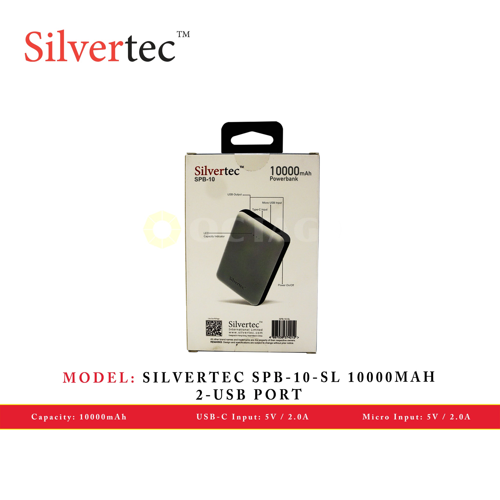 SILVERTEC SPB-10-SL 10000MAH 2-USB PORT – Octagon Computer Superstore