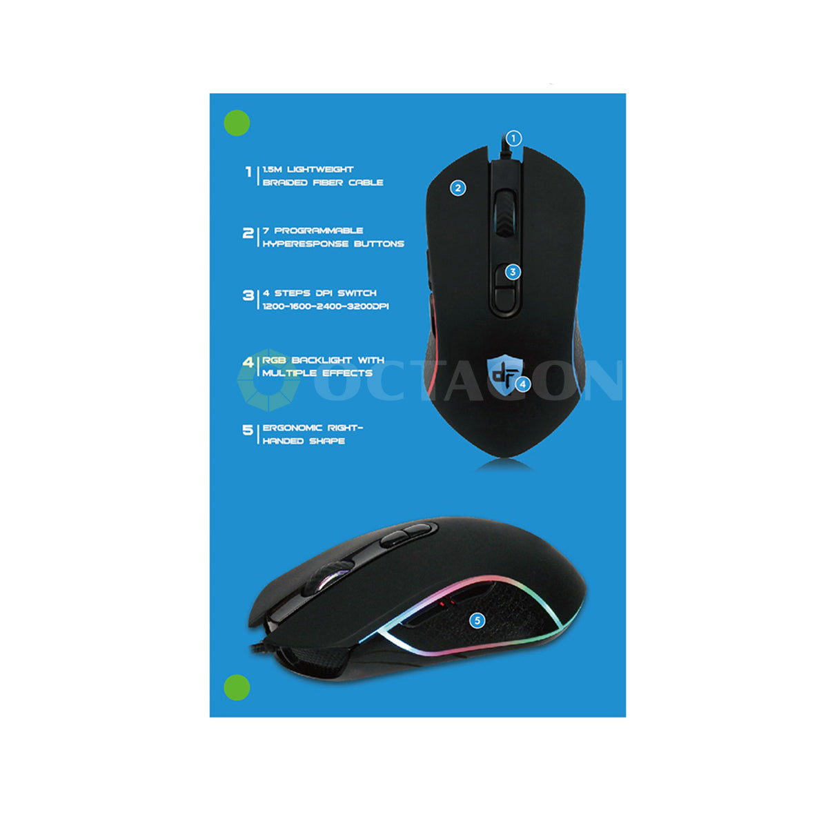 DELTA FORCE DFM-005 3200DPI/7 BUTTONS – Octagon Computer Superstore