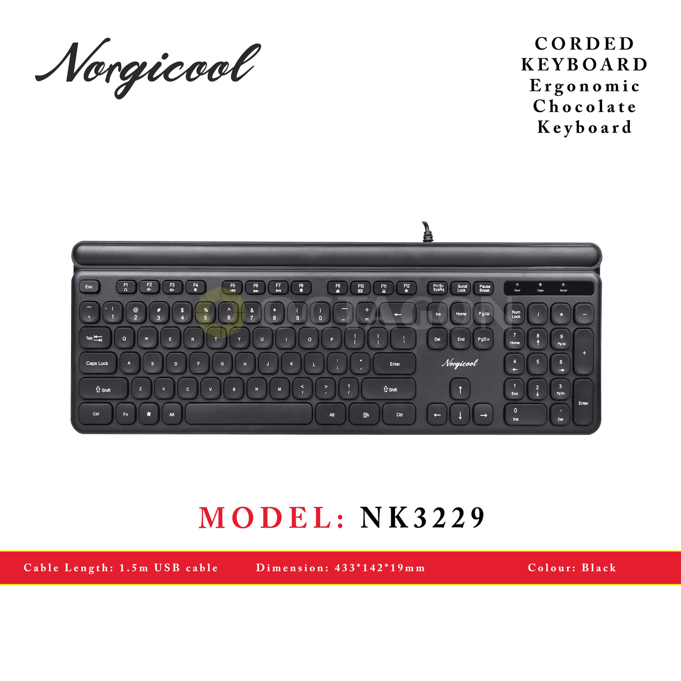 NORGICOOL NK3229 USB KEYBOARD ERGONOMIC CHOCOLATE STYLE – Octagon ...