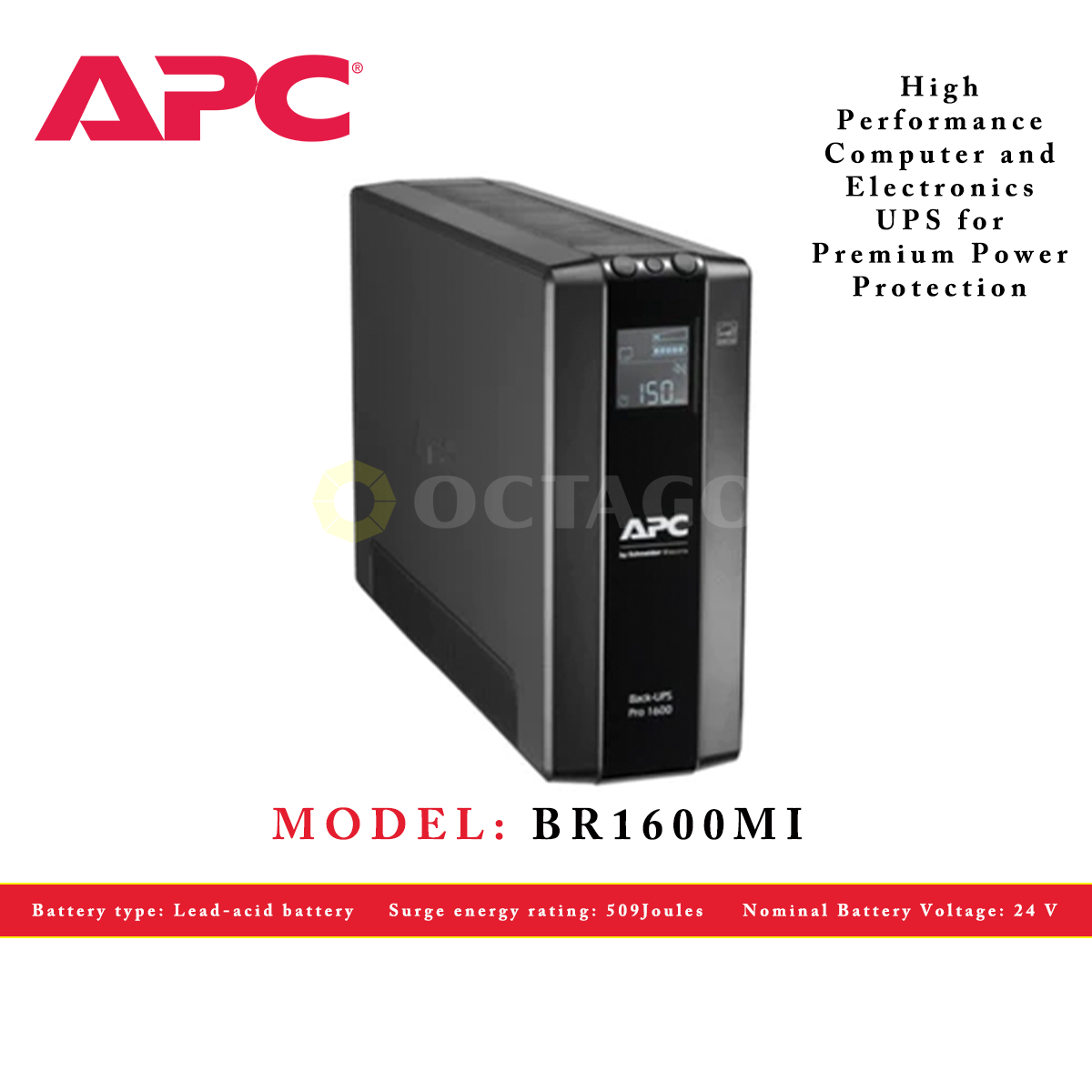 APC BR1600MI 1600VA/ 960W/ 230V/ 8 OUTLETS/ UNIVERSAL SOCKET/ AVR/ LCD ...