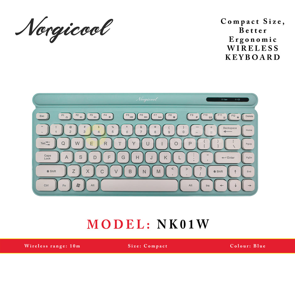 NORGICOOL NK01W-BL WL KEYBOARD BLUE – Octagon Computer Superstore