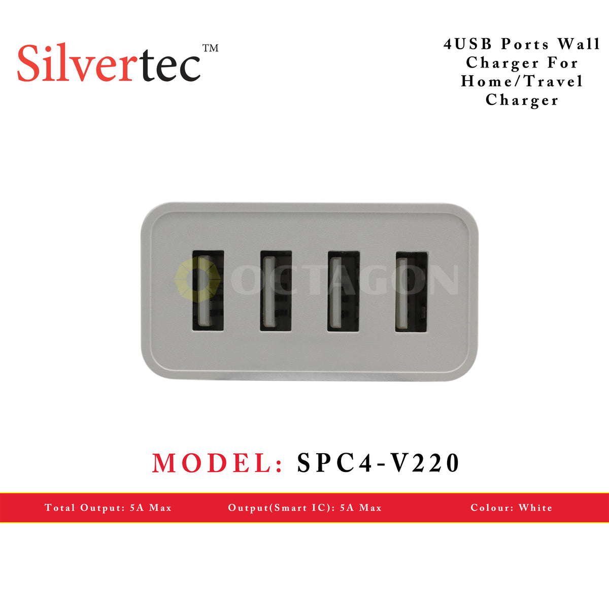 SILVERTEC SPC4-V220-WH 4-USB PORTS 25A – Octagon Computer Superstore