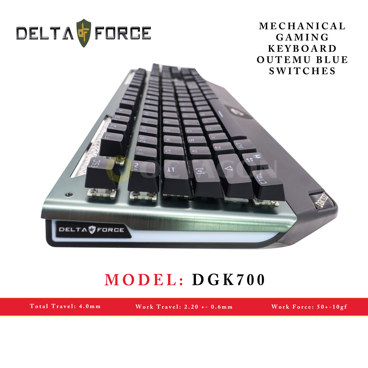 DELTA FORCE DGK700 USB GAMING KEYBOARD MECHANICAL RGB 104 KEYS ...